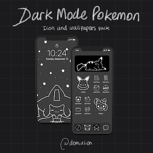 Dark Mode Pokemon Phone Icon Pack | Ios, Android or PC - Cute Aesthetic ...