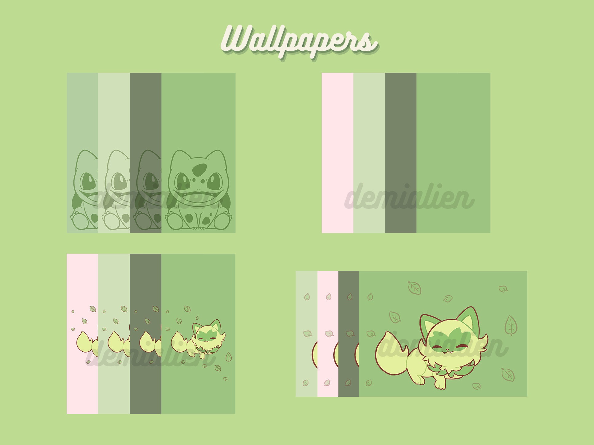 Grass Type Pokemon Phone Icon and Wallpapers Pack for Ios, Android or ...
