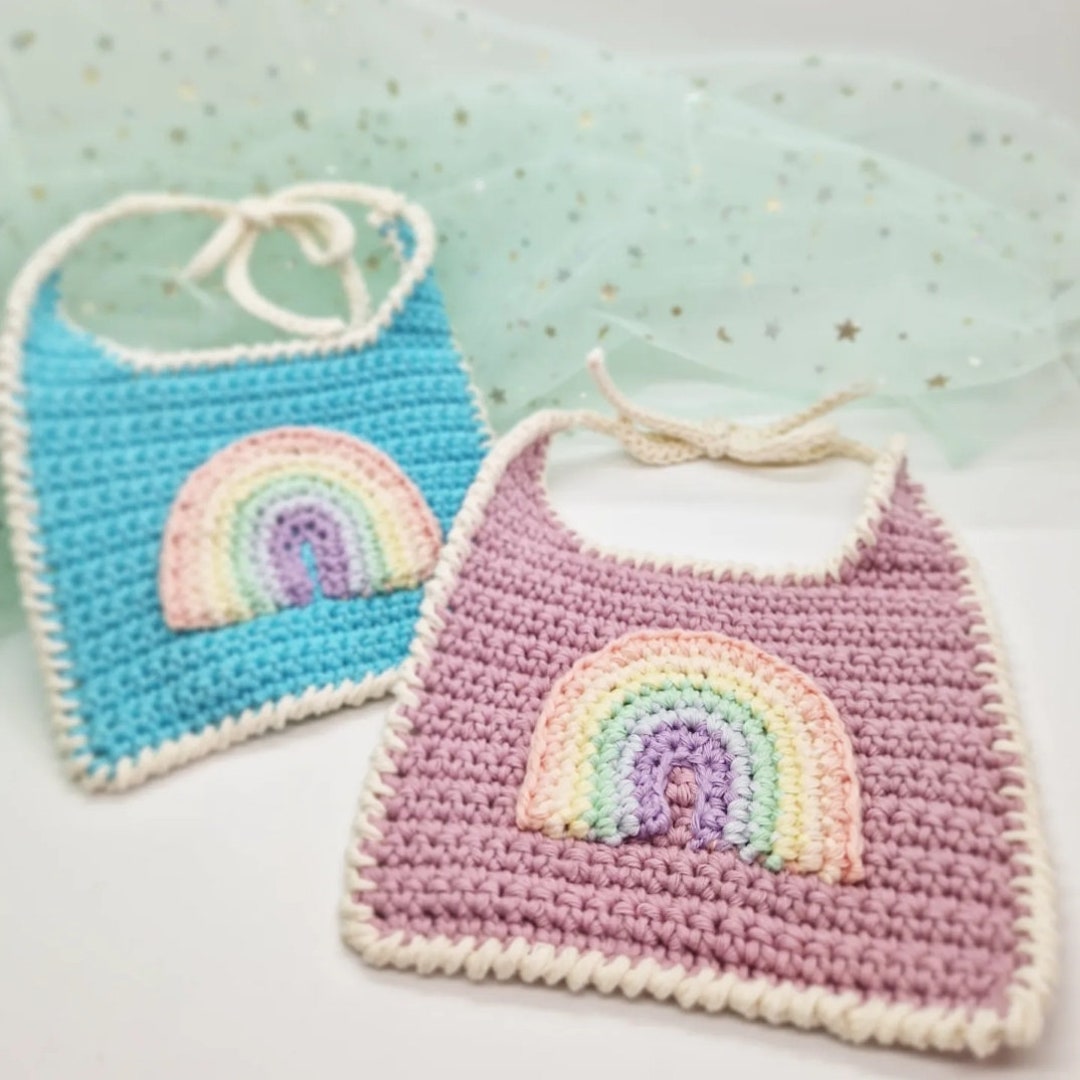 Crochet Rainbow Bib Pattern, US & Norwegian Terms (PDF Pattern) - Etsy