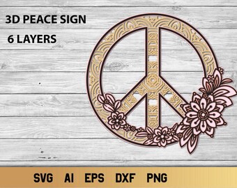 Layered Peace Sign Svg - Etsy