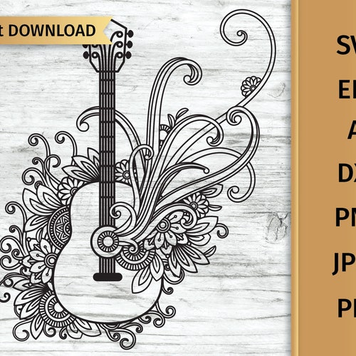 Acoustic Guitar SVG Music Split Monogram SVG Digital File - Etsy