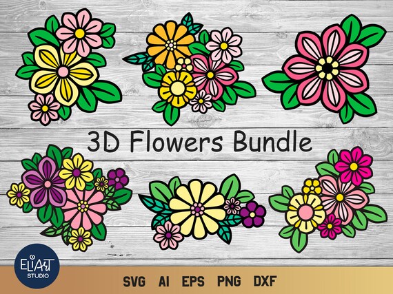 Layered SVG Flower Bundle 3d SVG Flower Floral Swag SVG. - Etsy