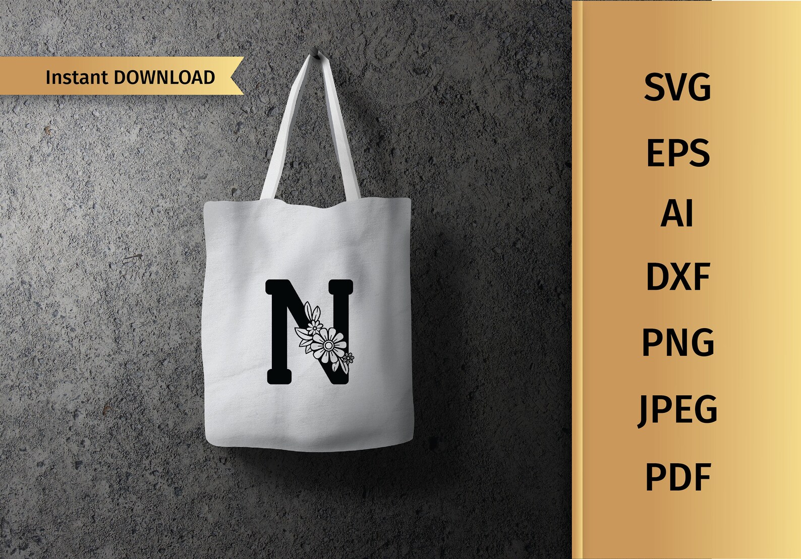 Floral Letter N Svg Monogram Letter SVG Initial SVG Digital - Etsy