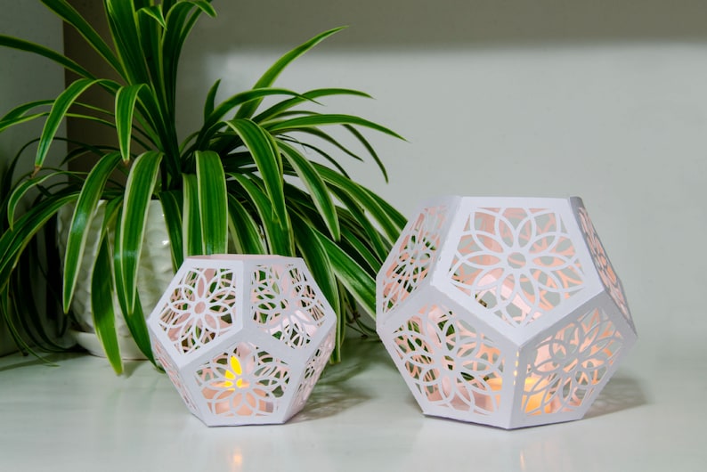 Mandala Paper Lantern SVG, 3d SVG Pentagon Shape Lantern, Mandala Candle Holder. - Etsy