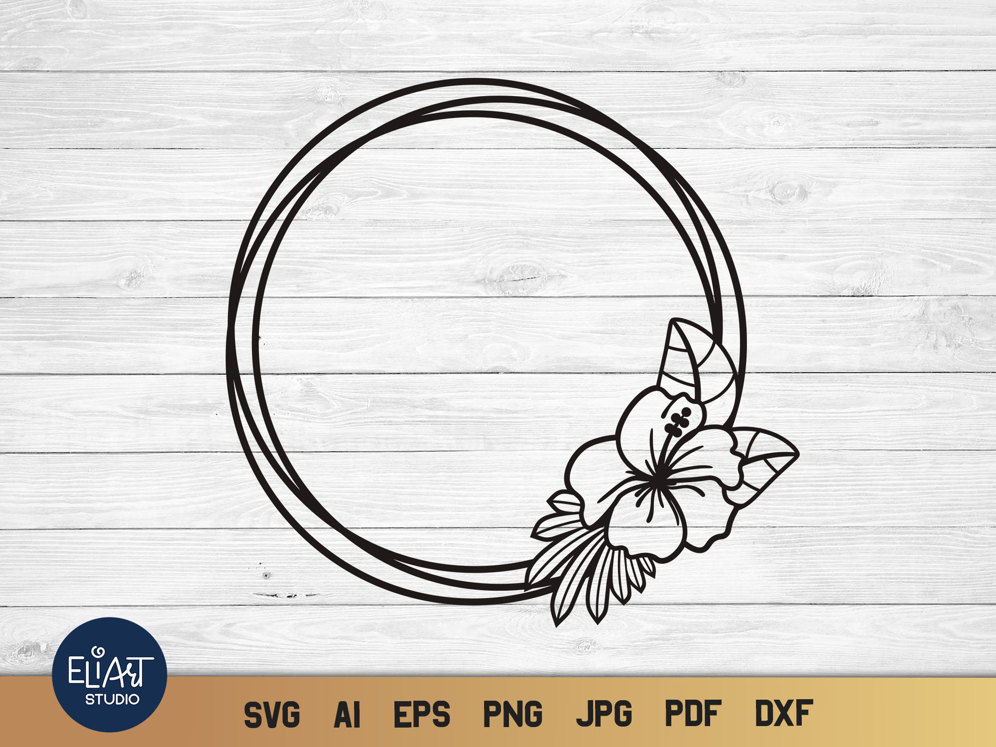 Hawaiian Flower SVG Circle Frame Hibiscus Round Monogram | Etsy