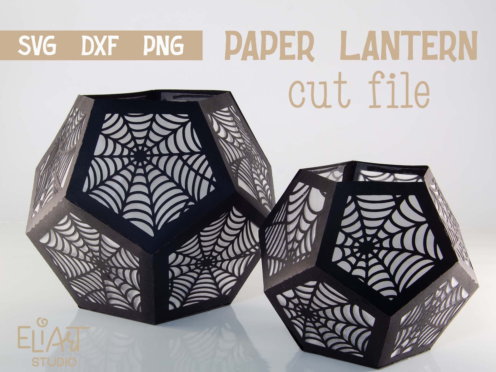Halloween Lantern SVG 3d Paper SVG Lantern Spider Web Led - Etsy