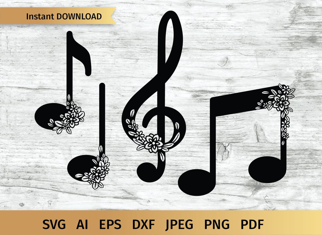 Music Notes SVG, Music SVG Design, Floral Music SVG Cut File. - Etsy