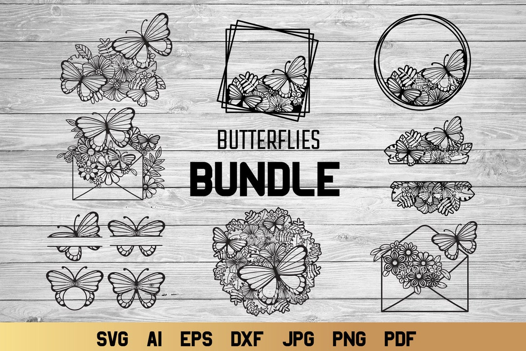 Butterfly SVG Bundle, Butterfly Mandala SVG, Butterfly With Flowers ...