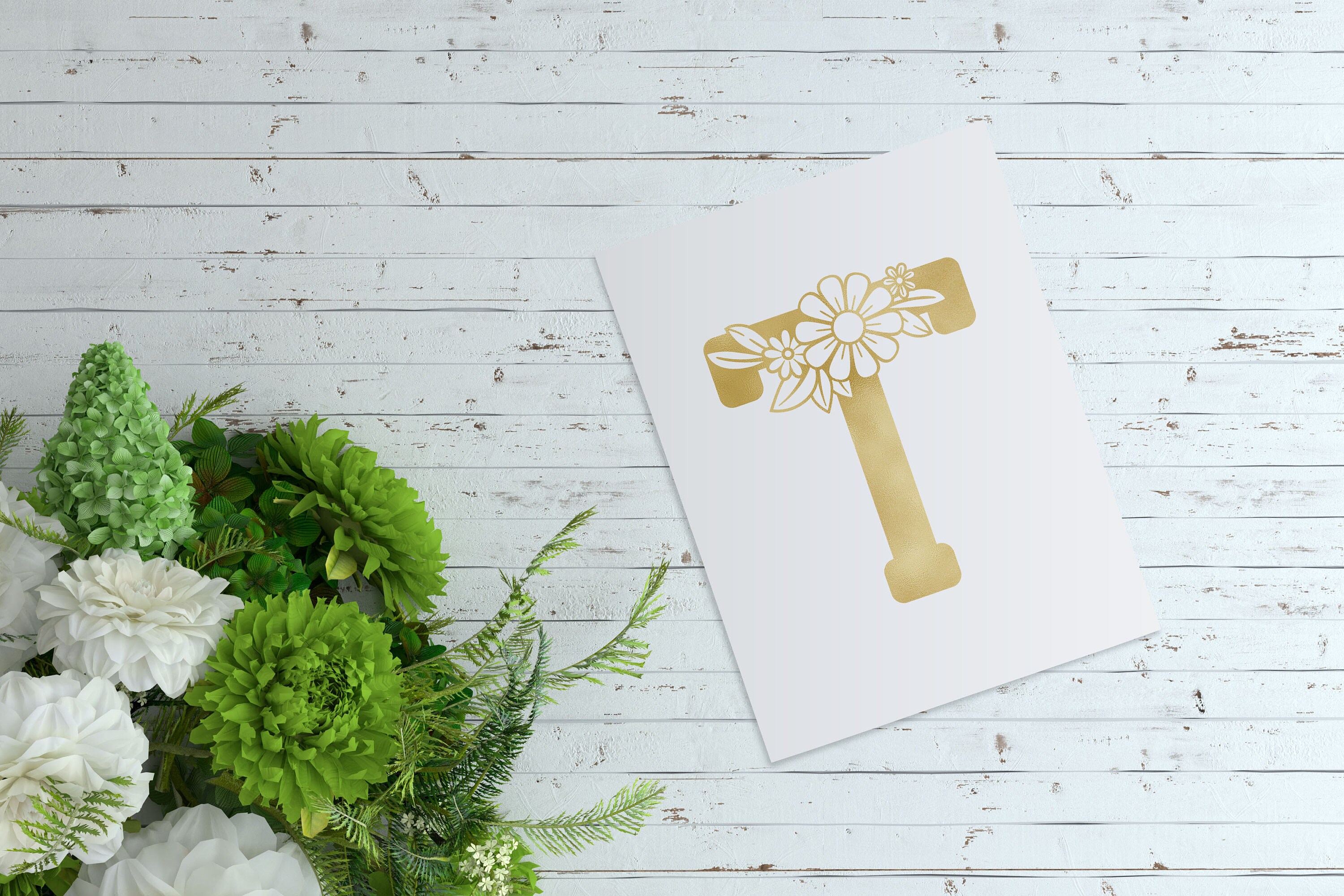 Floral Letter T svg Initial svg Flower Alphabet svg | Etsy