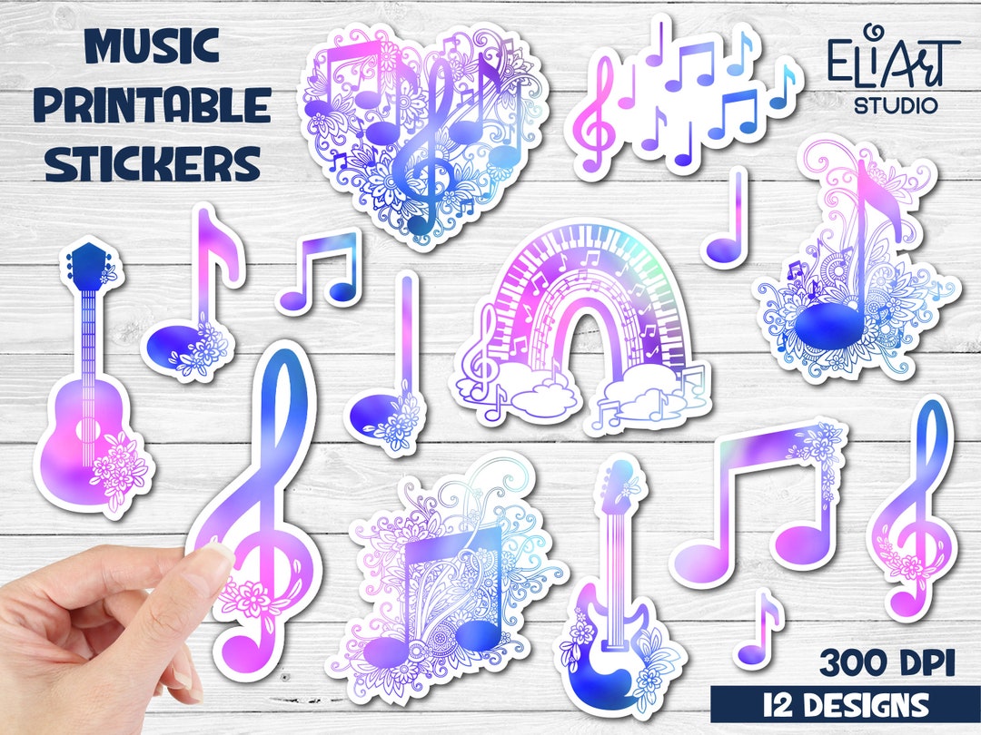 Music Stickers Bundle, Musical Notes Printable Stickers, Stickers With ...