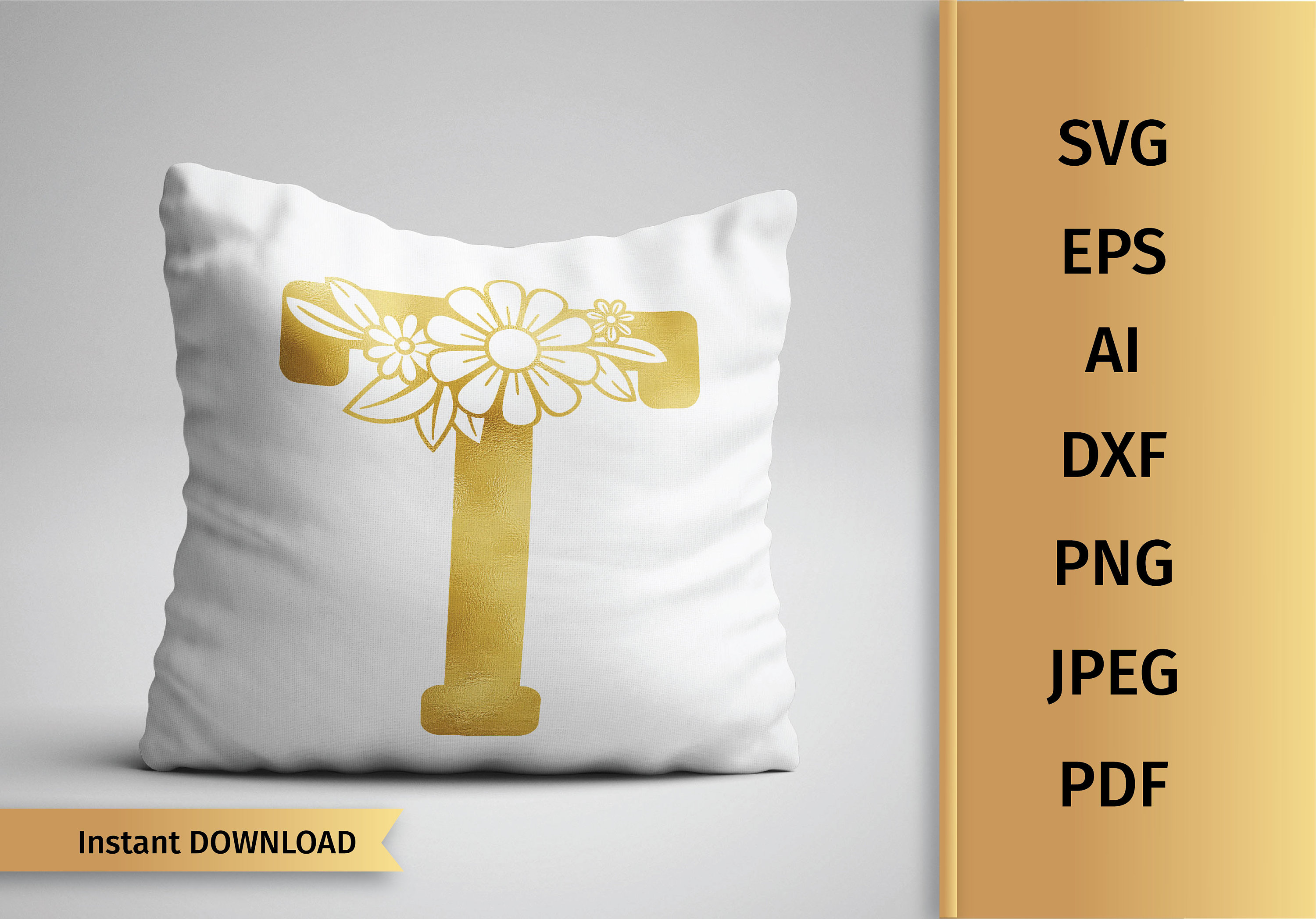 Floral Letter T svg Initial svg Flower Alphabet svg | Etsy