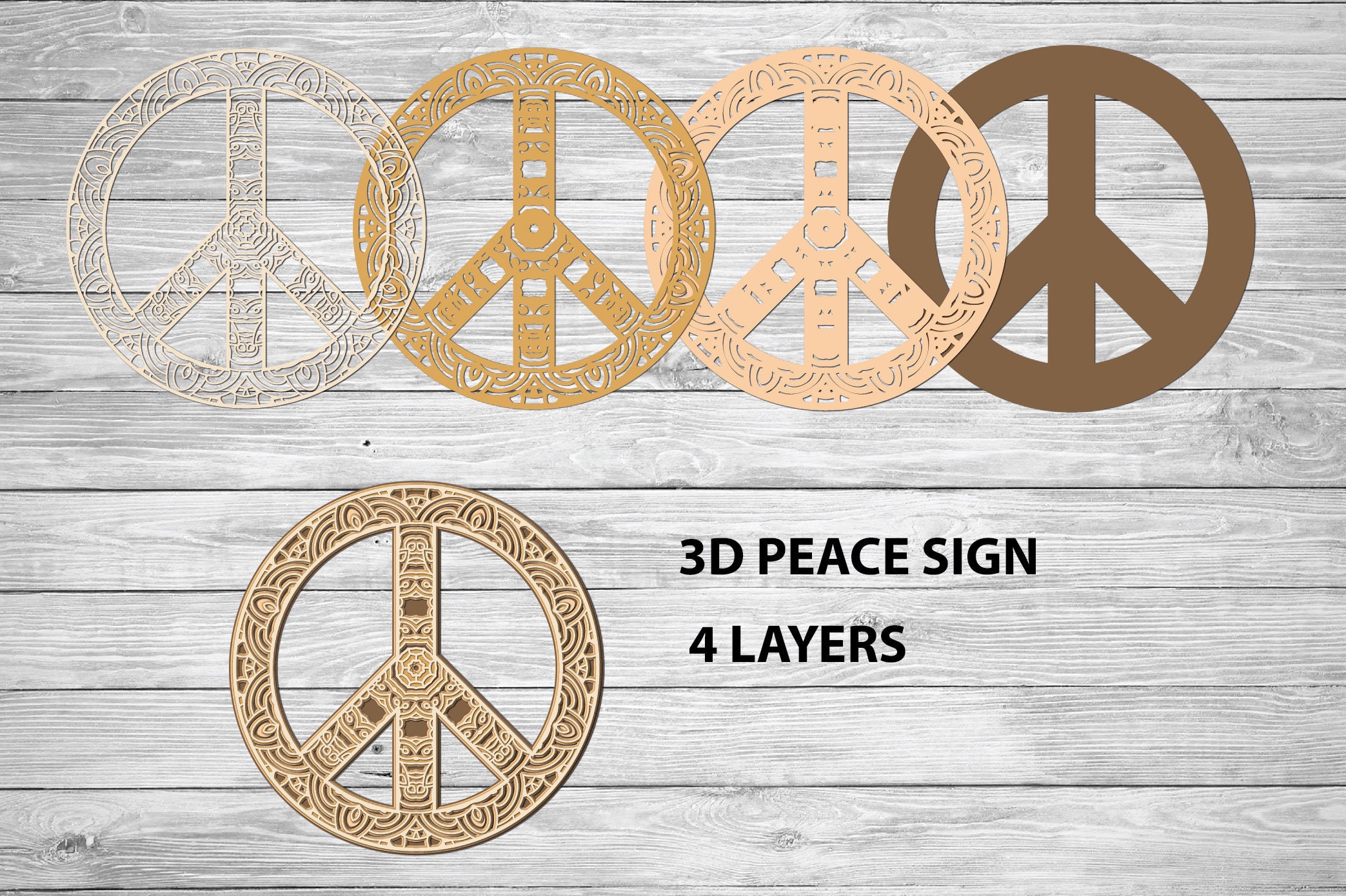 Peace Sign SVG 3d Layered Peace Symbol SVG Cut File | Etsy
