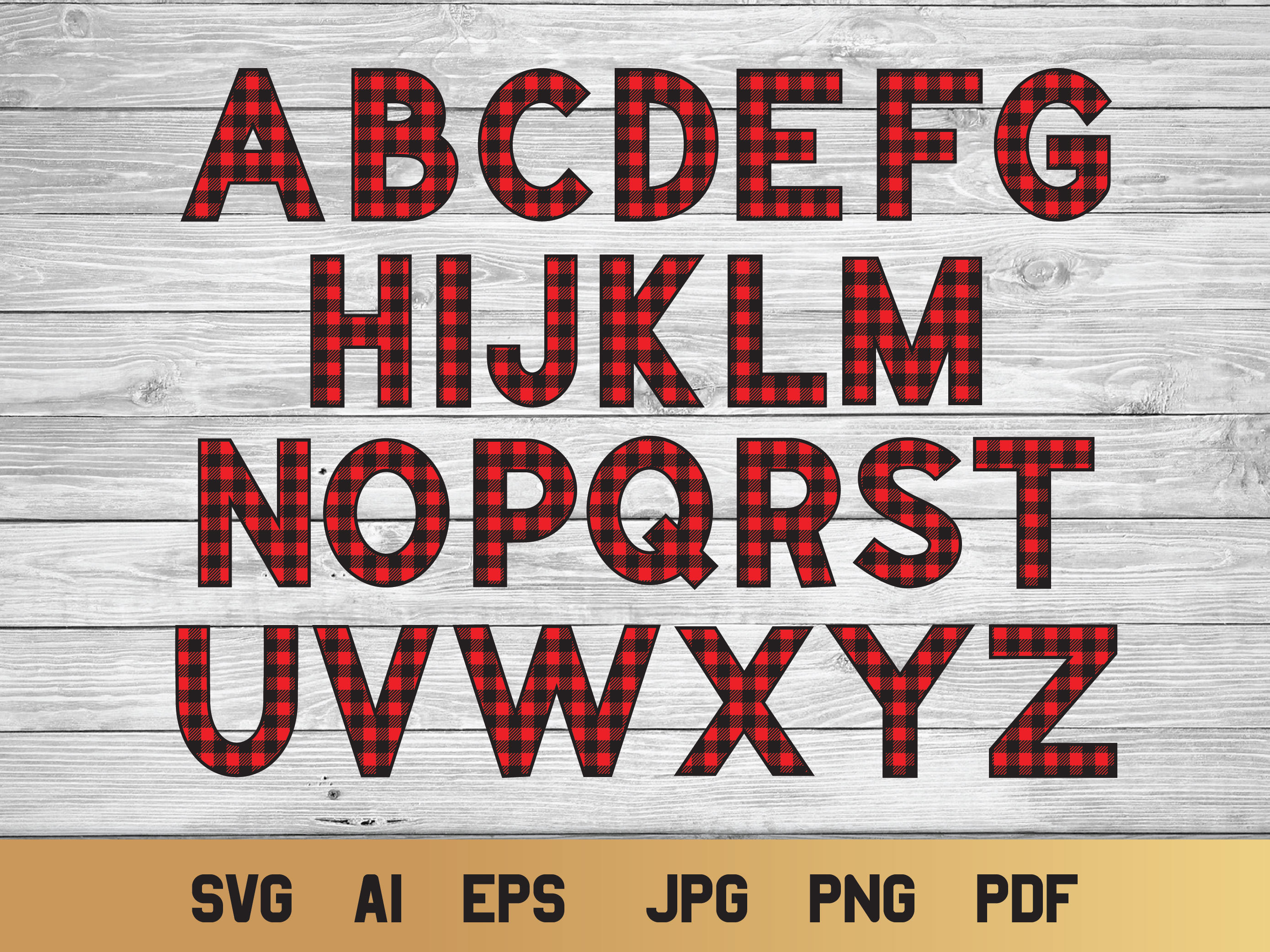 Buffalo Plaid Alphabet SVG 26 Plaid Letters SVG Alphabet | Etsy