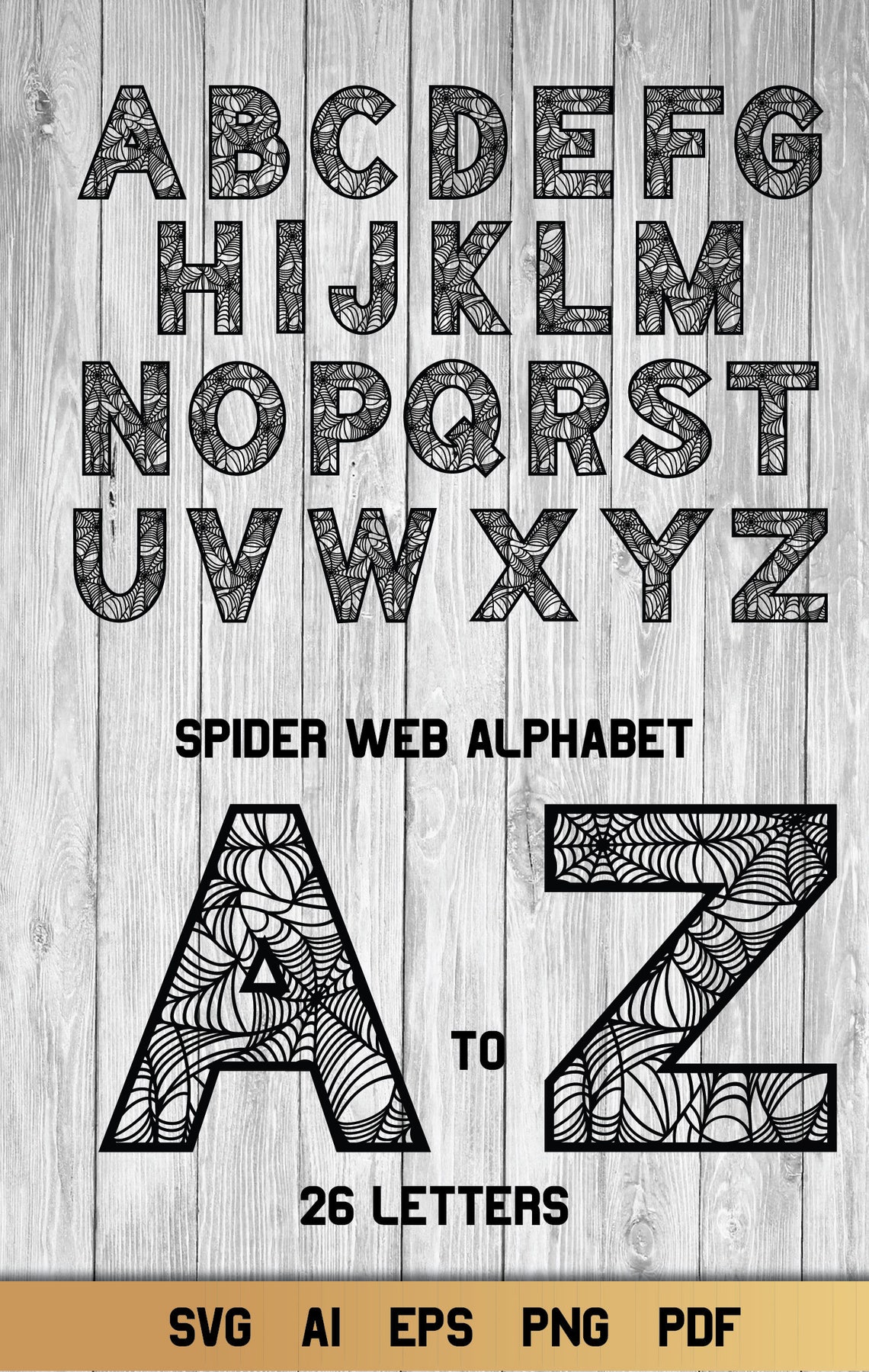 Spider Web Alphabet SVG 26 Letters SVG Halloween SVG | Etsy