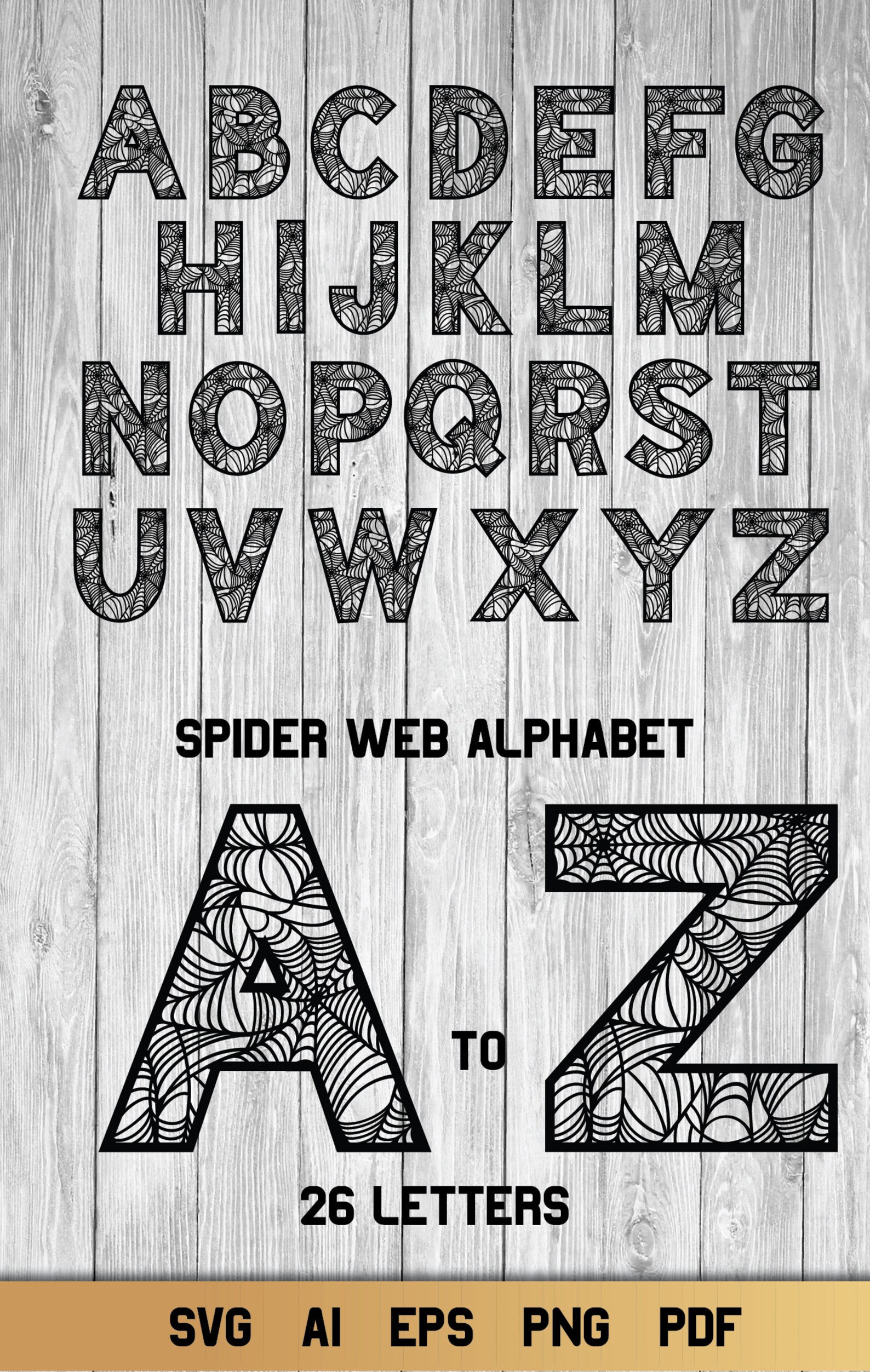 Spider Web Alphabet SVG 26 Letters SVG Halloween SVG - Etsy