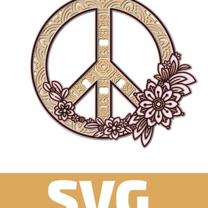 3d Layered Peace Sign SVG, Peace Symbol Cut File, Floral SVG Commercial ...