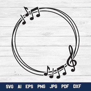 Music Monogram Frame SVG Bundle, Music Notes Frame SVG, Geometric Frame ...