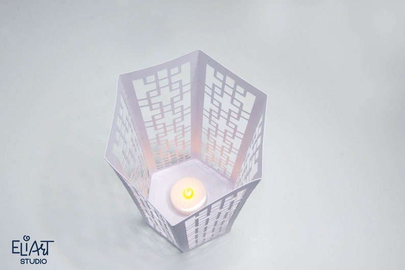 3d SVG Paper Lantern Hexagon Shape Lantern Led Candle Holder - Etsy