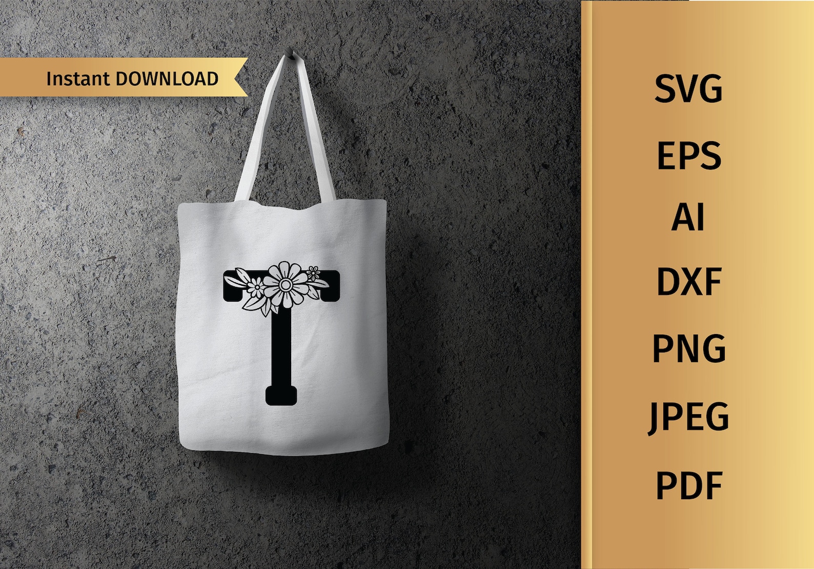 Floral Letter T svg Initial svg Flower Alphabet svg | Etsy