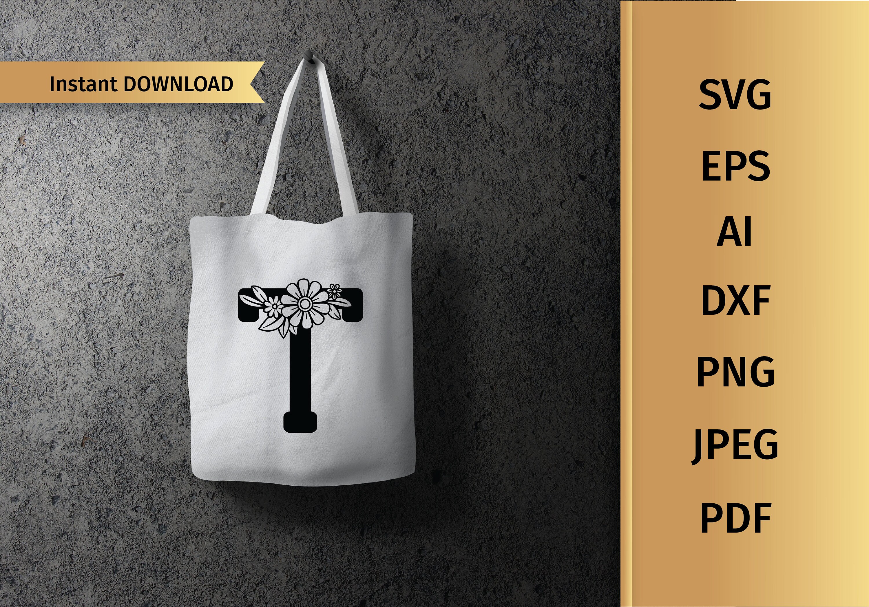 Floral Letter T svg Initial svg Flower Alphabet svg | Etsy