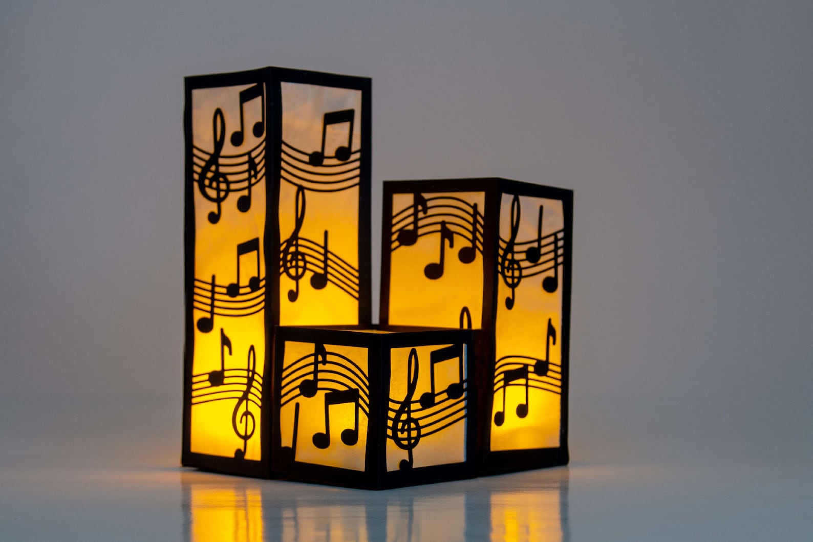 Music Lantern SVG, 3d Paper Lantern SVG With Musical Notes, Led Candle ...