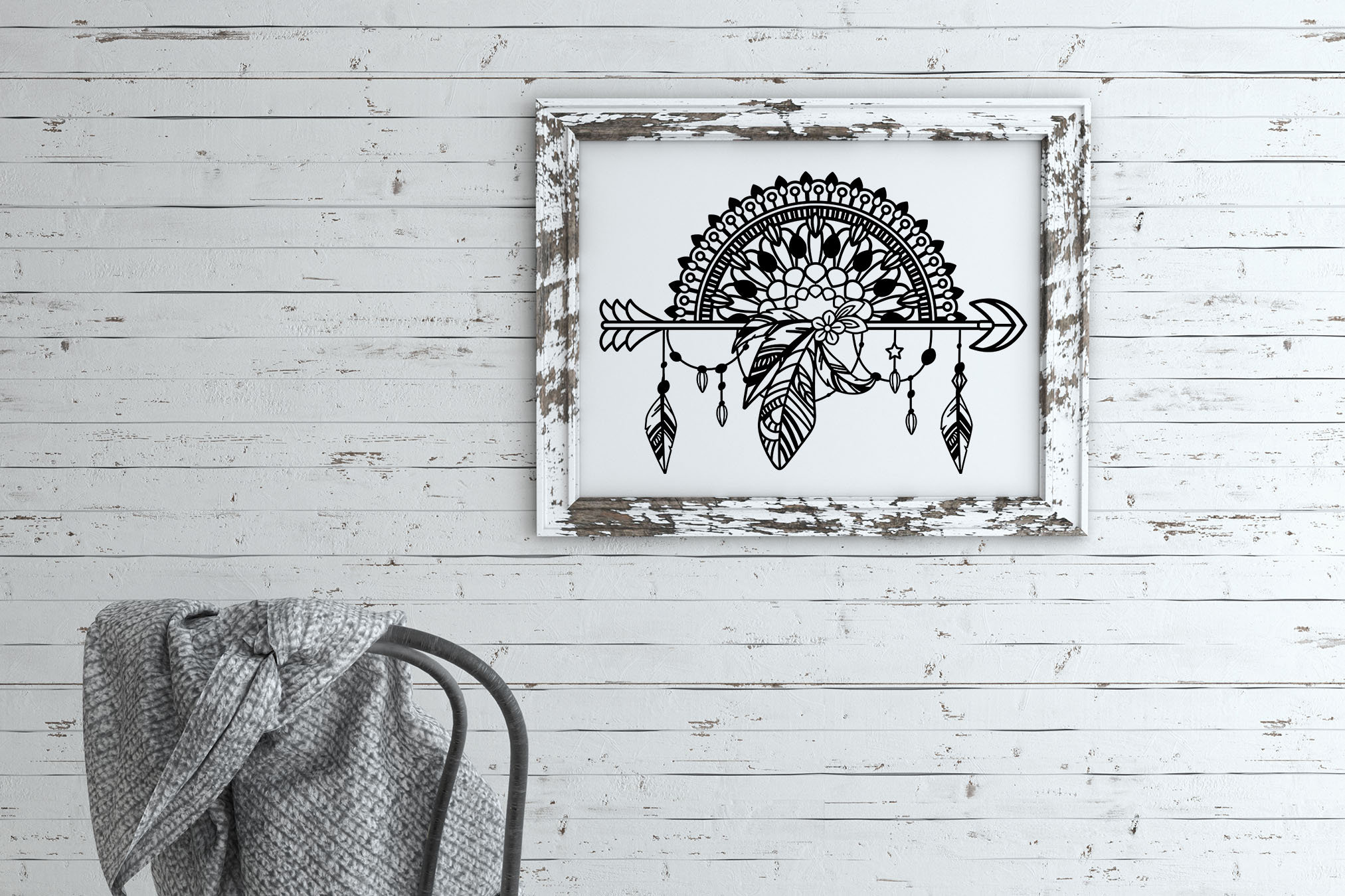 Boho Mandala SVG Boho SVG Arrow Tribal SVG With Feathers and | Etsy