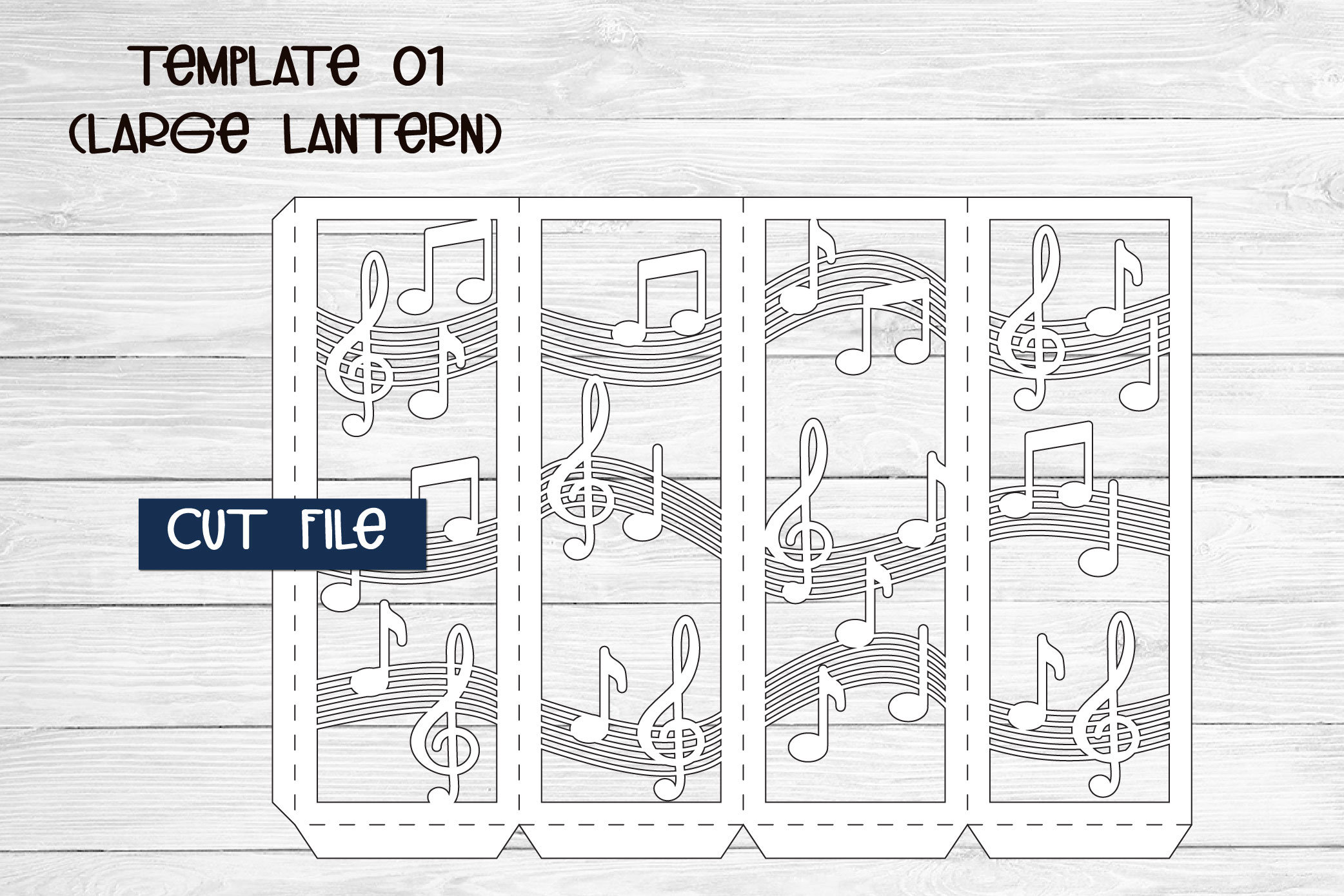 Music Lantern SVG, 3d Paper Lantern SVG With Musical Notes, Led Candle ...