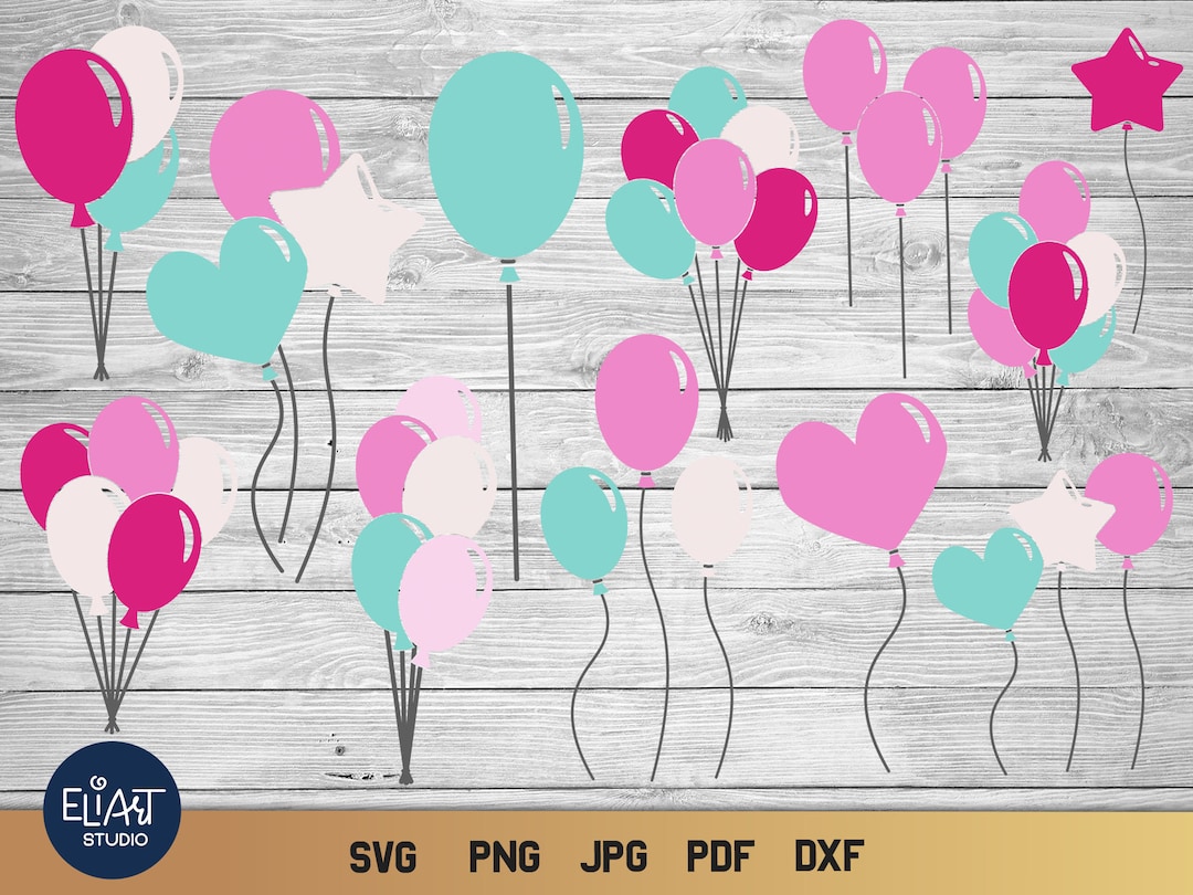 Balloon SVG Bundle, Balloon Silhouettes, Birthday Party PNG Decorations ...