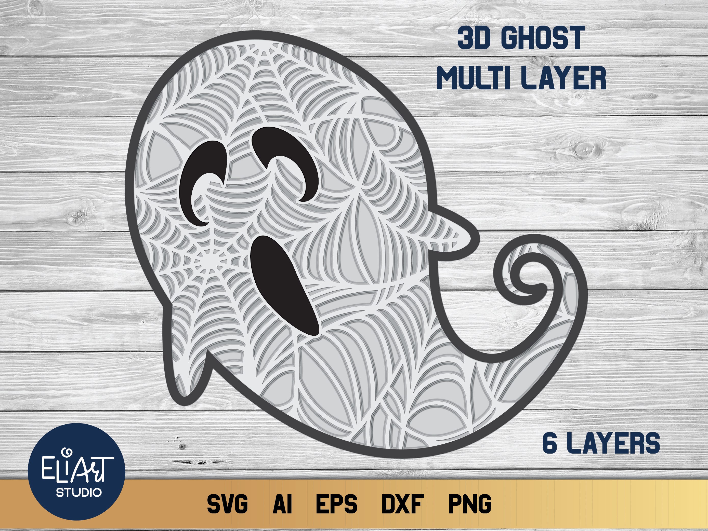 Ghost SVG 3D Layered Halloween SVG Cute Ghost SVG Commercial | Etsy