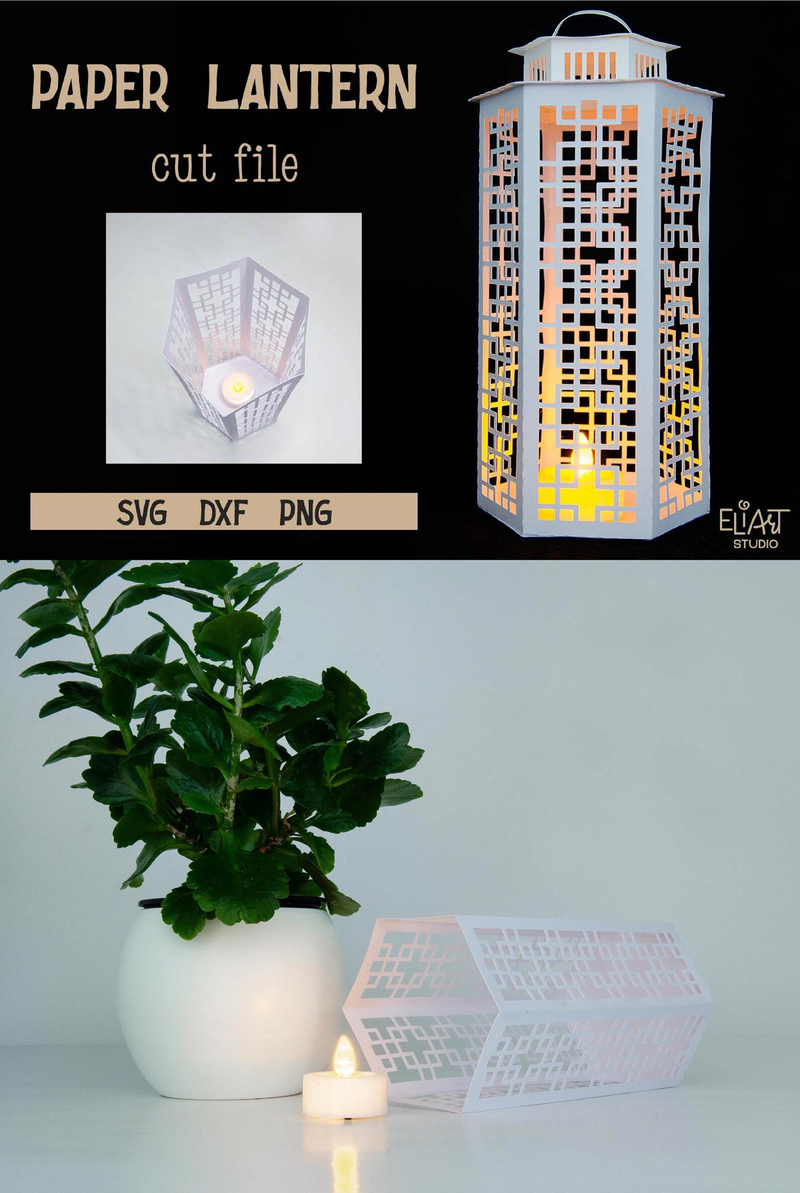 3d SVG Paper Lantern Hexagon Shape Lantern Led Candle Holder - Etsy