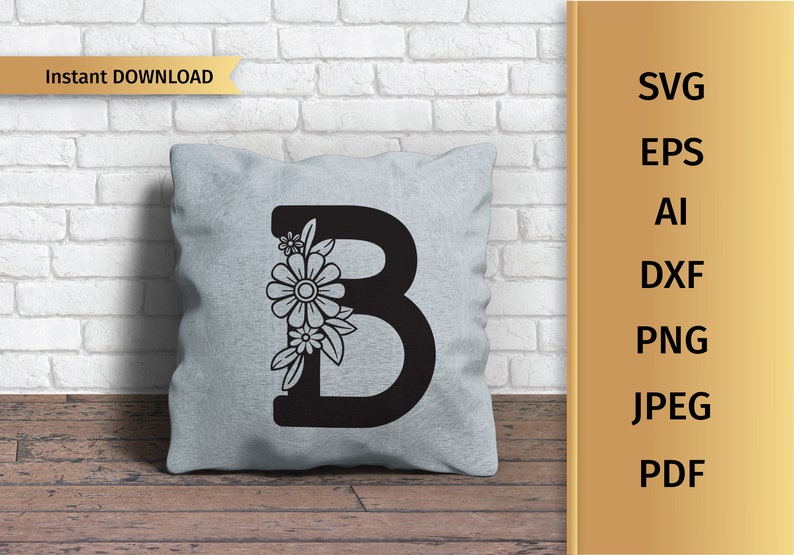 Floral Letter B Svg Flower Alphabet SVG Initial SVG | Etsy Canada