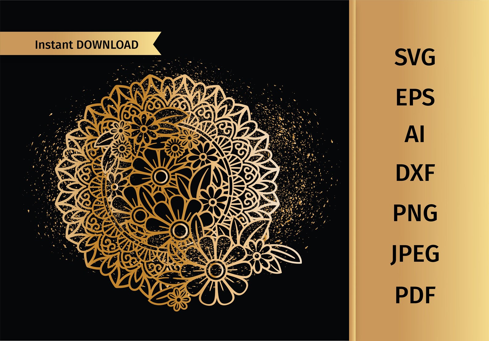 Mandala Monogram Svg Split Mandala Svg Mandala Frame Svg | Etsy