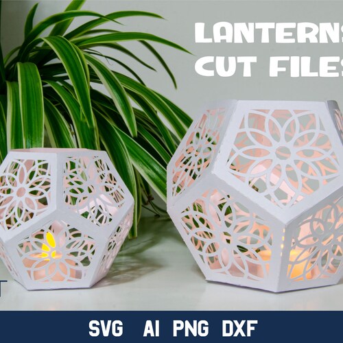 Floral Mandala Paper Lantern SVG 3d SVG Pentagon Shape - Etsy