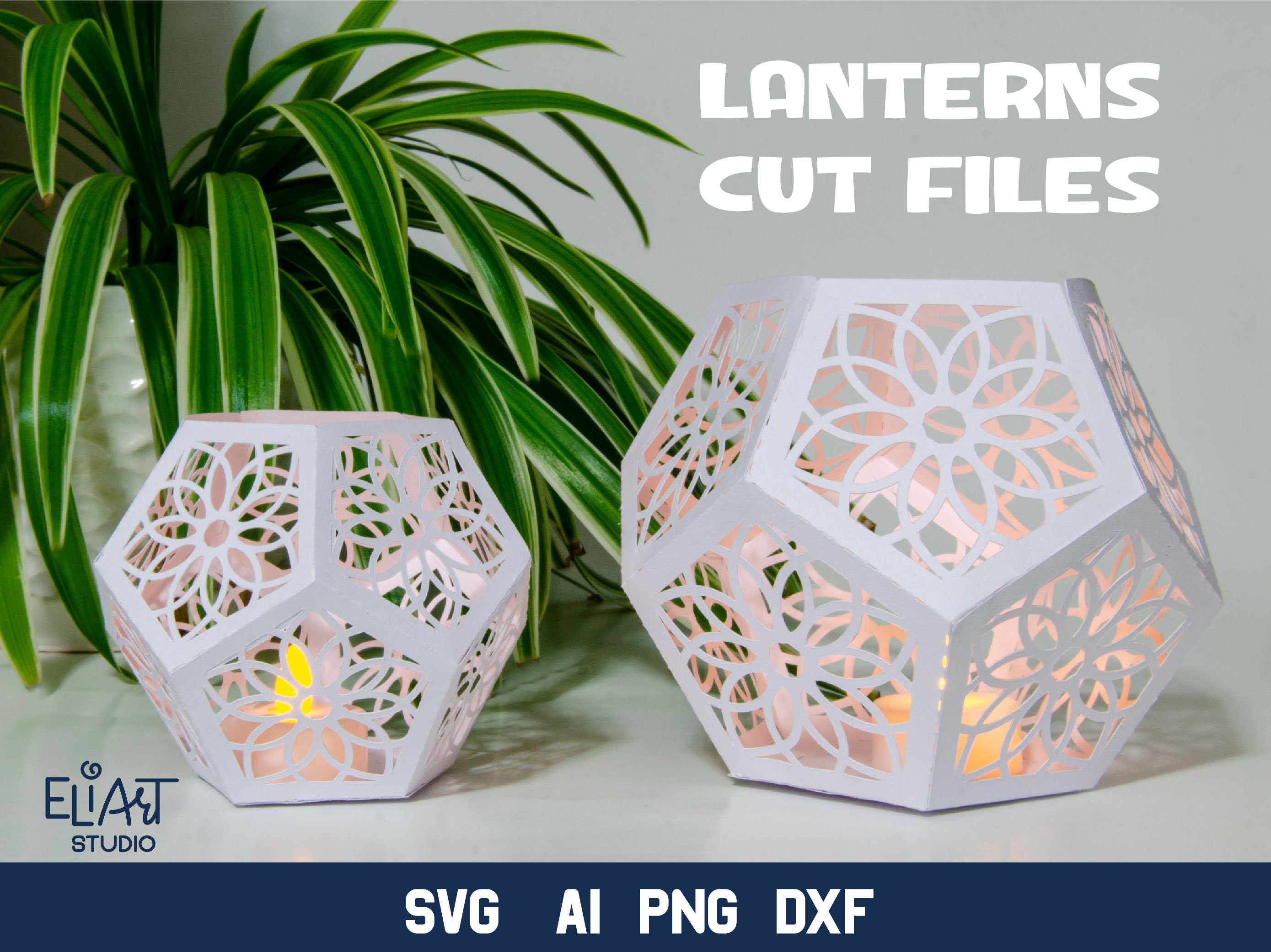 Mandala Paper Lantern SVG, 3d SVG Pentagon Shape Lantern, Mandala ...
