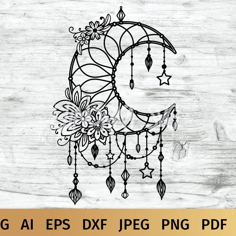 Sun Catcher Moon Floral - Etsy