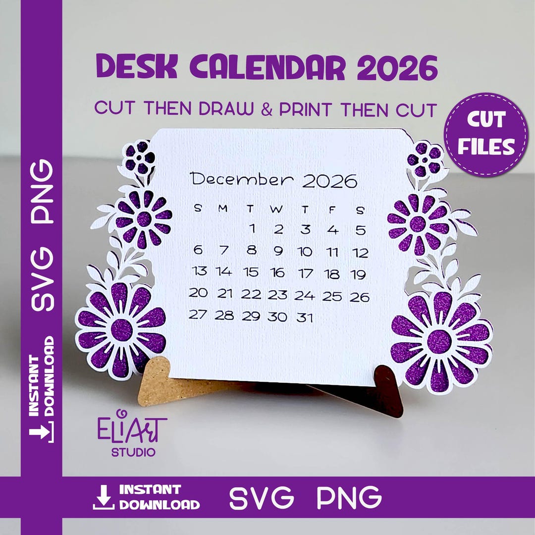 2026 Calendar SVG, Desktop Calendar SVG, Mini Desk Calendar SVG ...