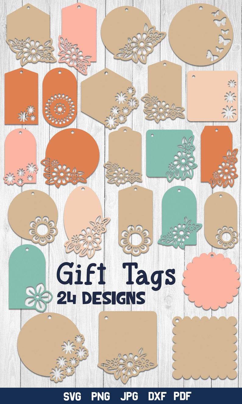 Gift Tag SVG Bundle, Floral Tag SVG Designs, Tags With Flowers. - Etsy