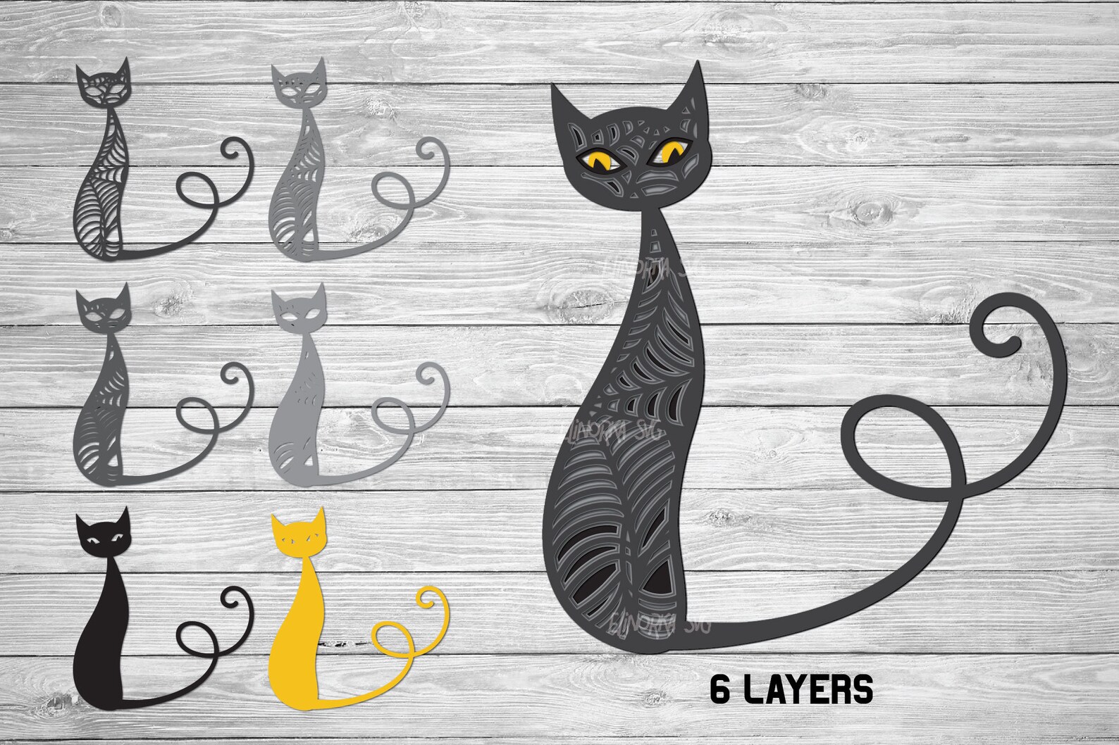 3D Layered Cat SVG Kitty SVG Intricate Design 6 Layers. | Etsy