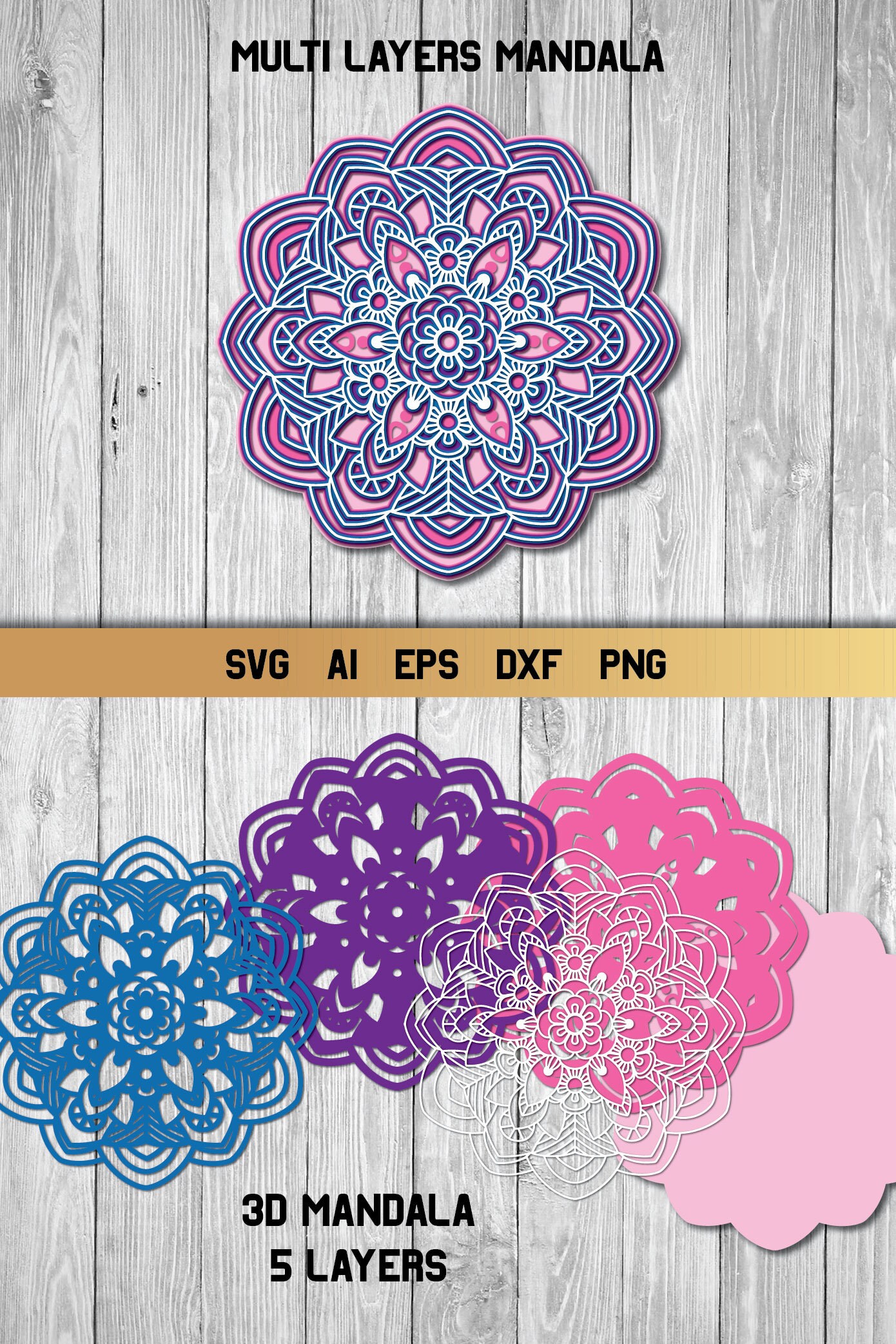 3d Layered Mandala SVG Floral Mandala Cutting File Zentangle - Etsy