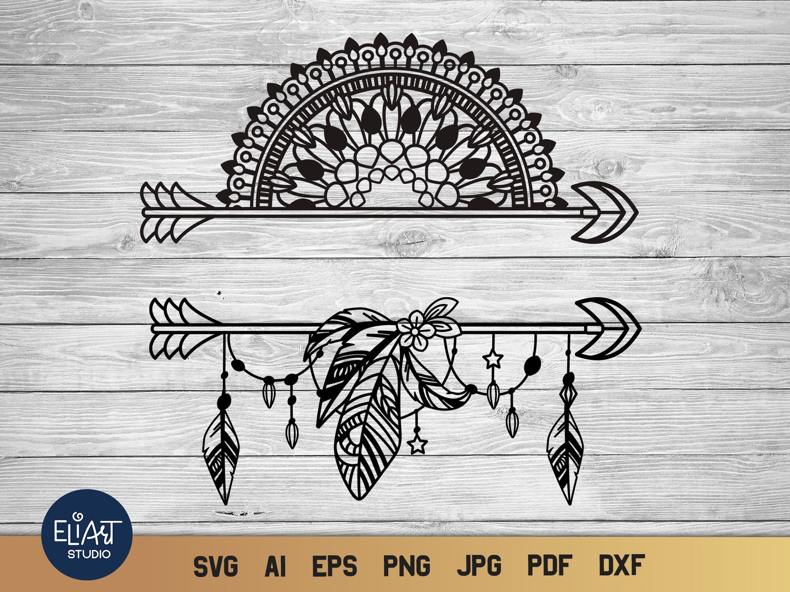 Boho Mandala SVG Boho SVG Arrows Tribal SVG With Feathers - Etsy