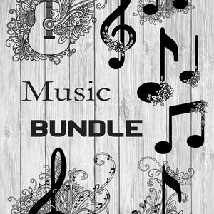 Music Bundle SVG, Treble Clef SVG, Music Notes SVG With Flowers. - Etsy