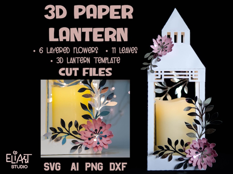 Floral Lantern SVG Paper Lantern SVG With Flowers 3d SVG Led - Etsy