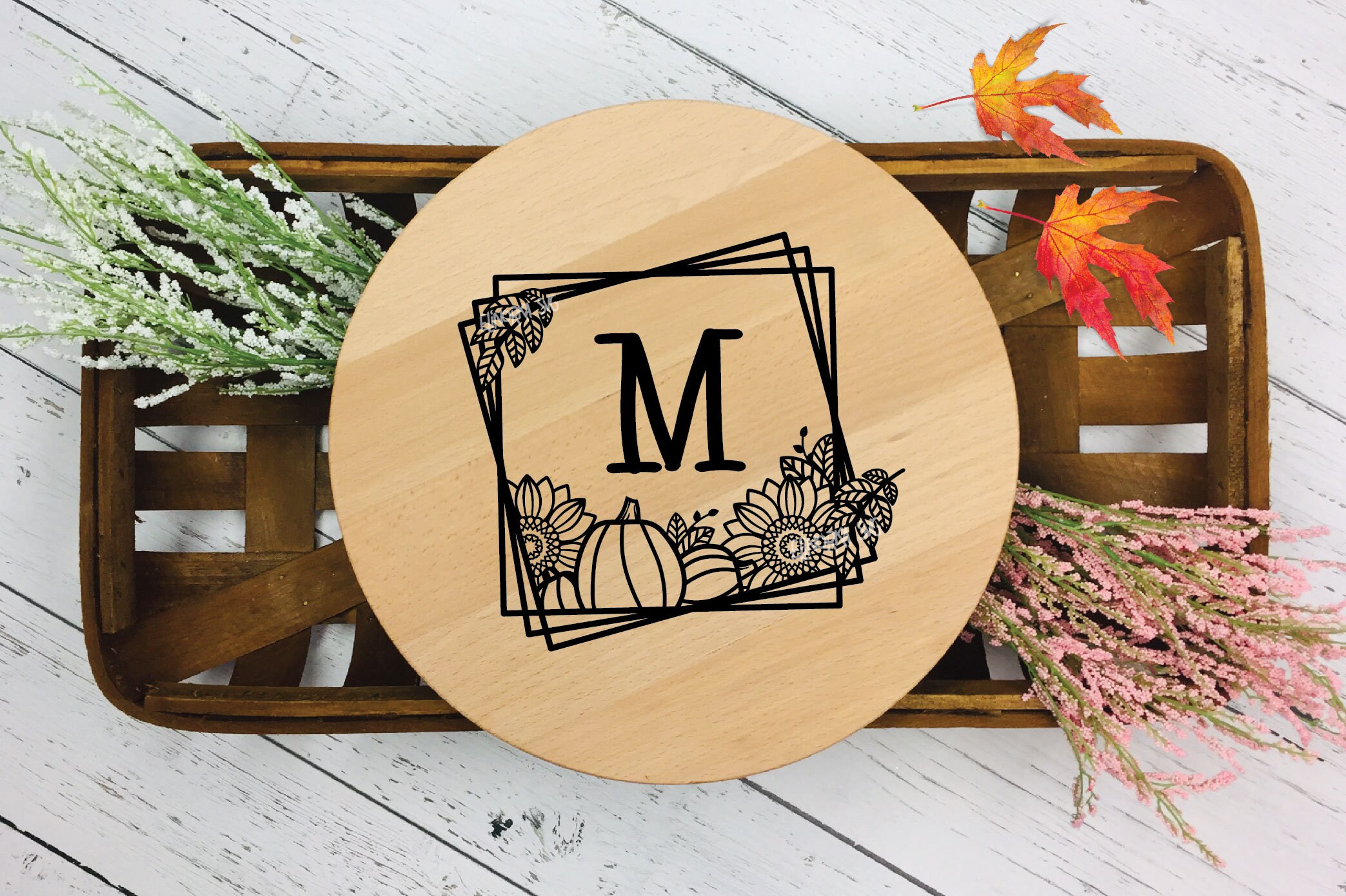 Fall Square Frame SVG Monogram Frame SVG Pumpkin SVG Floral - Etsy