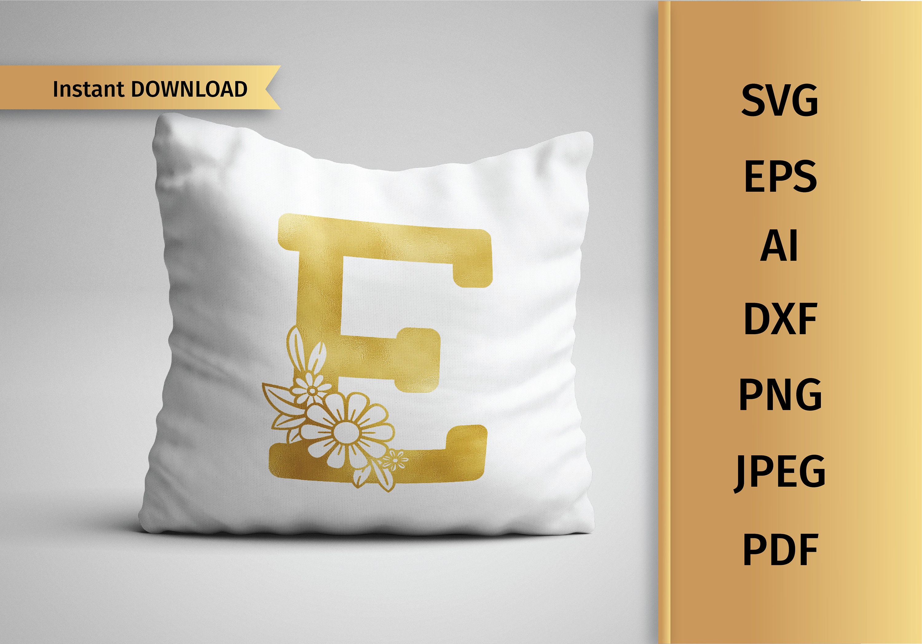 Floral Letter E Svg Flower Alphabet SVG Initial SVG - Etsy