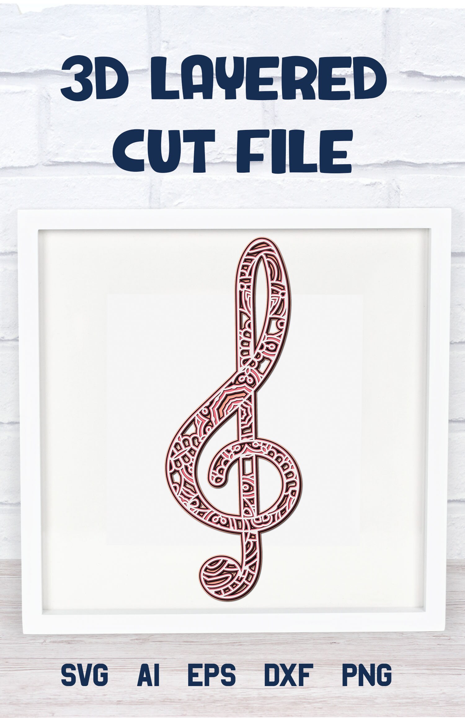Treble Clef SVG 3D Layered SVG Musical Notes Music SVG Paper - Etsy