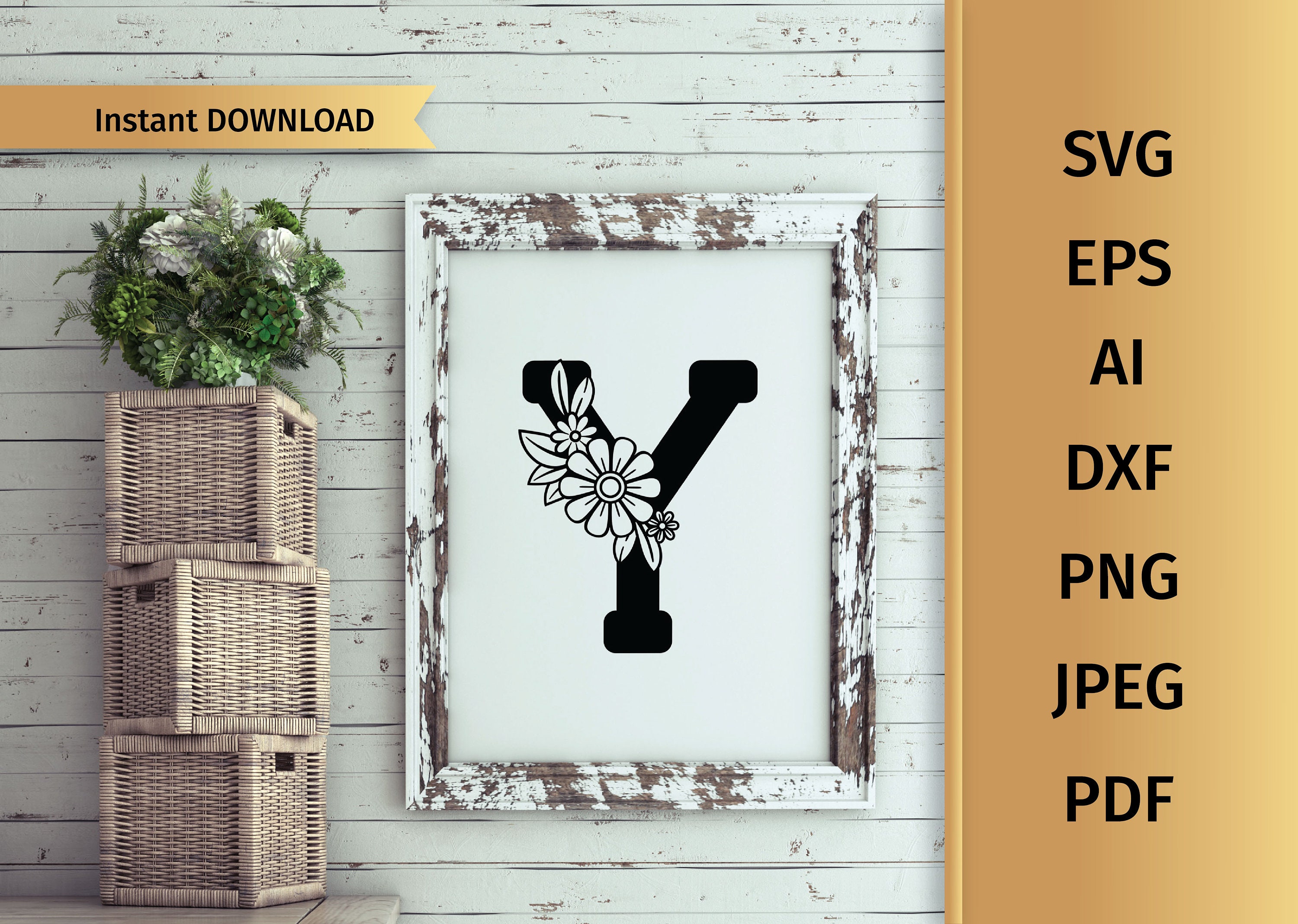 Floral Letter Y Svg Monogram Letter Svg Initial Svg - Etsy Canada