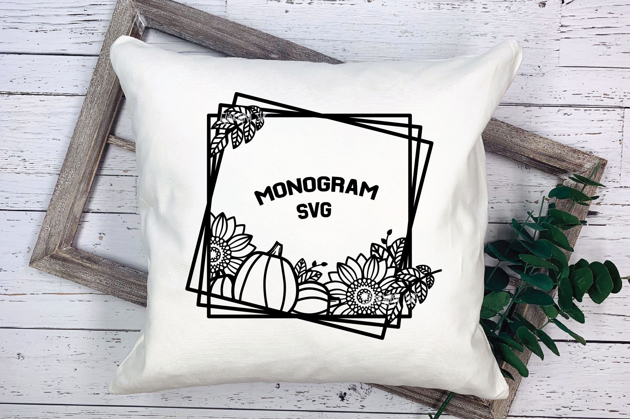 Fall Square Frame SVG Monogram Frame SVG Pumpkin SVG Floral | Etsy