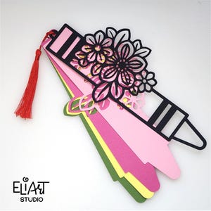 Crayon Bookmark SVG, Bookmark SVG, Floral Bookmark Template SVG, Book ...