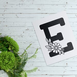 Floral Letter E Svg Flower Alphabet SVG Initial SVG - Etsy Canada