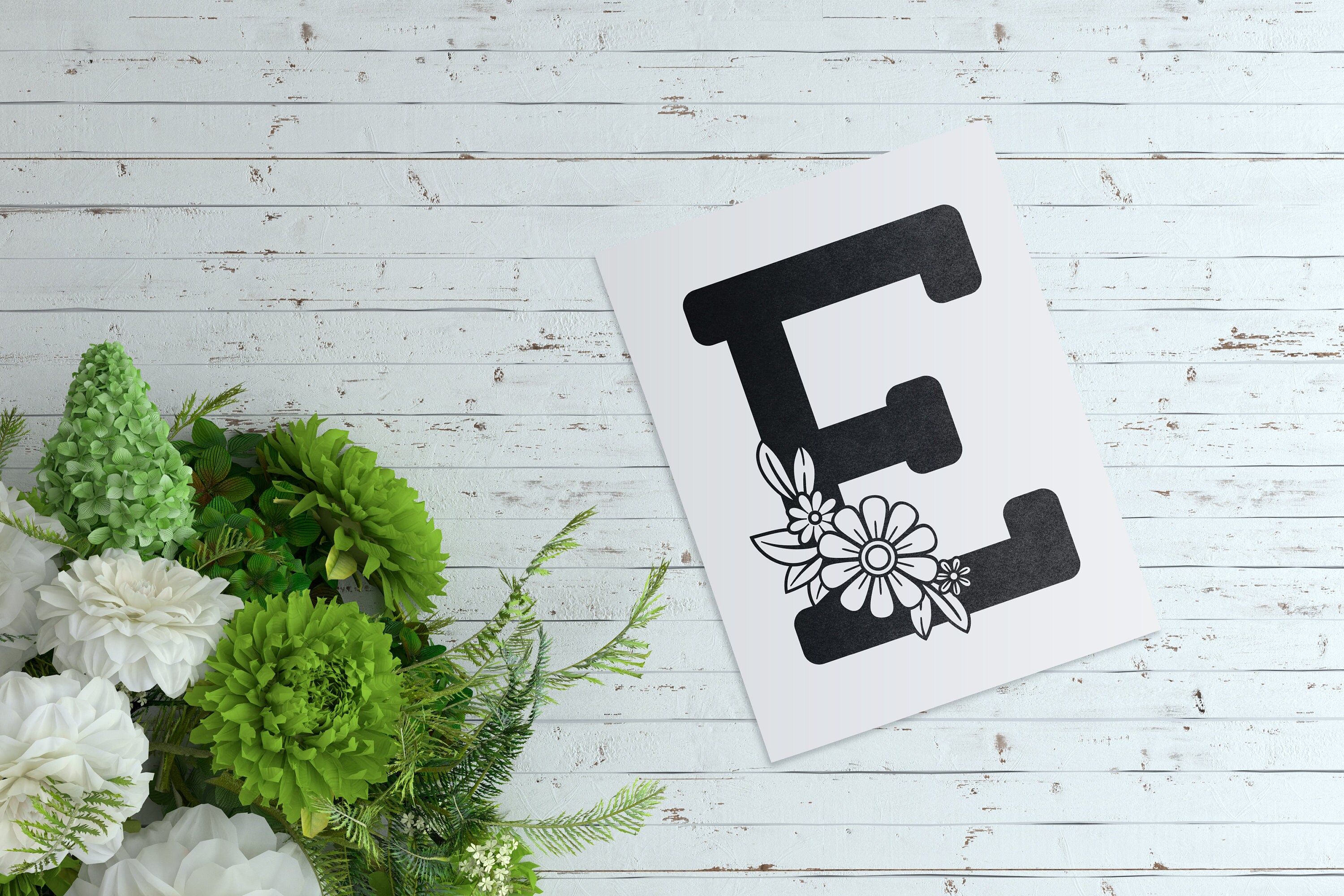 Floral Letter E Svg Flower Alphabet SVG Initial SVG - Etsy